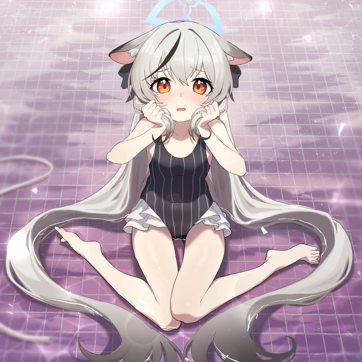 bada (jksh5056) blue archive sunohara kokona angel animal ears loli nekomimi swimsuits ...